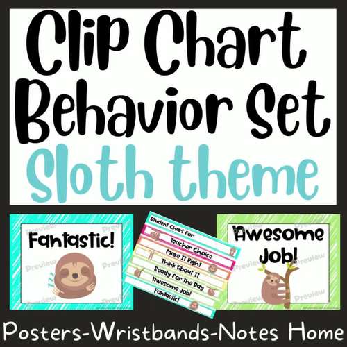 Clip Chart and Wristband Behavior Set with Sloth Theme | TPT