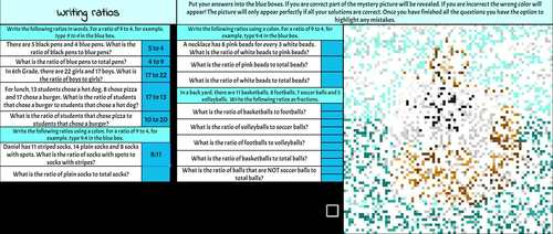 Writing Ratios Pixel Art Digital Mystery Picture by Pick Up and Go ...