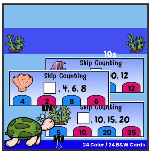 Under The Sea Skip Counting Clip Cards | by 2s, 4s, 5s, and 10s | Task Card