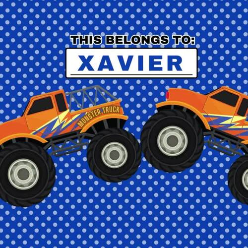 Big Truck Pencil Box Labels for Students - EDITABLE by Strawberry Creations