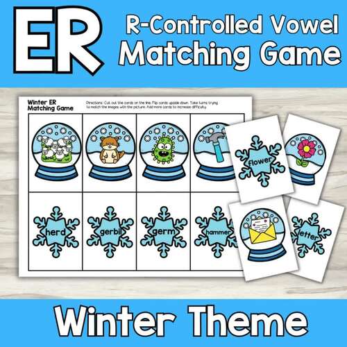 Winter R-Controlled Vowels ER Matching Game Bossy R | Phonics Station ...