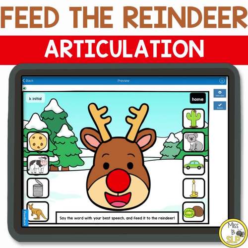 Digital Feed the Reindeer Articulation - Boom Cards by Miss B SLP