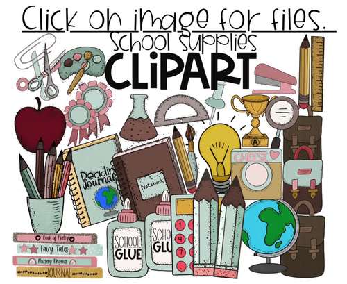Pastel Classroom Supply Clipart | Digital Stickers | Printable | TPT