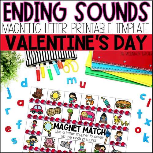 Valentine's Day Ending Sounds Activity Magnetic Letter Printable Cookie ...