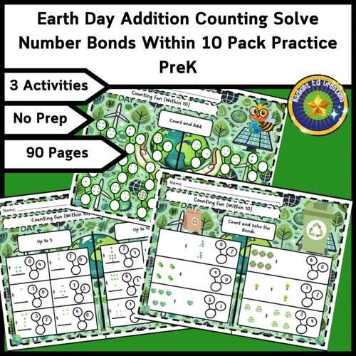 Earth Day Addition Counting Solve Number Bonds Within 10 Pack Practice PreK