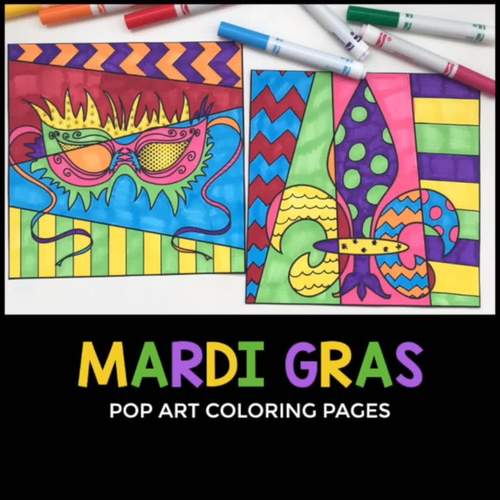 The Original "Pop Art" Mardi Gras Coloring Sheets by Art with Jenny K.!