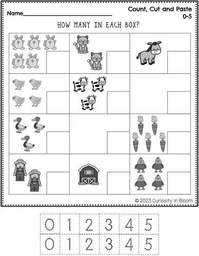 Counting and Cardinality Numbers 0-10 108 NO PREP Worksheets Math on ...