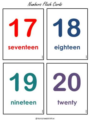 Number (1-50) Flash Cards Printable, Number Sense, Number Words, T-239
