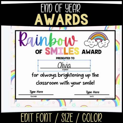 31 Unique End of the Year Award Certificates, Series 1, Edit, Blank ...