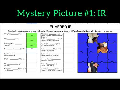 El verbo IR Spanish Verb IR TO GO and Places Digital Mystery Pictures