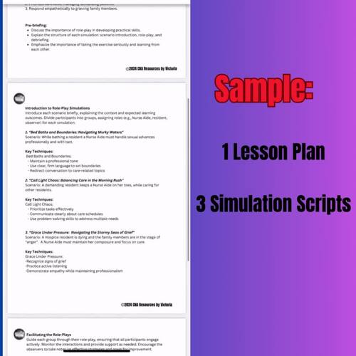 CNA PCT Training Simulation Mega Bundle 9 Scenarios & 3 Full Lesson Plans