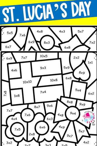 St. Lucia's Day Sweden Color by Number Code Multiplication Facts ...
