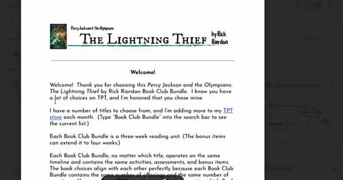 Percy Jackson and the Olympians: The Lightning Thief Book Club /Lit. Circle