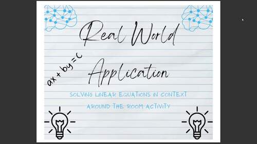 Real World Application - Solving Linear Equations Activity by Miss ...
