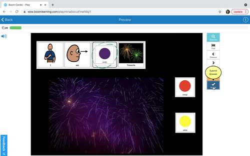 "I See" Core Word Activity + Colors: Fireworks (4th of July) BOOM CARDS*