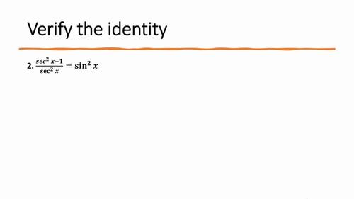 Verifying Trig Identities PowerPoint™ Presentation by Jellybean Math