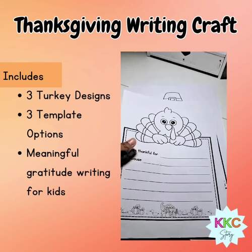 Thanksgiving Writing Craft for Kids | I Am Thankful Turkey Activity ...