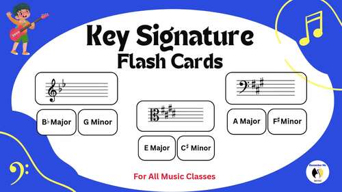 Complete Key Signature Flash Card Set – 45 Cards for Treble, Alto ...