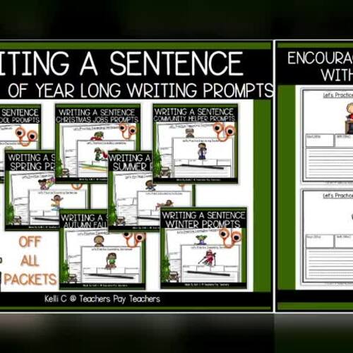 Sentence Writing Activities BUNDLE With Year Long Picture Prompts by ...