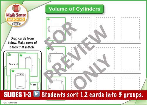 Formula for Volume of Cylinders DIGITAL MATCHING: 15 PPT / Google ...