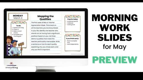 May Morning Work - Daily ELA Bell Ringer Writing Prompt Slides for 3rd ...