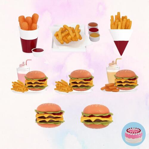 Fun Fast Food 3D Clipart set 40 PNG : For worksheets , Activities , Posters