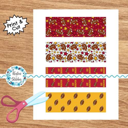 Printable 2x6 Bookmarks Set PDF PNG KC Kansas City Chiefs Football Red ...