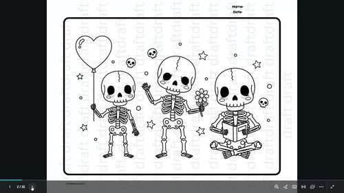 Halloween Coloring Pages BUNDLE craft sheets 2nd grade Skeleton bats ...