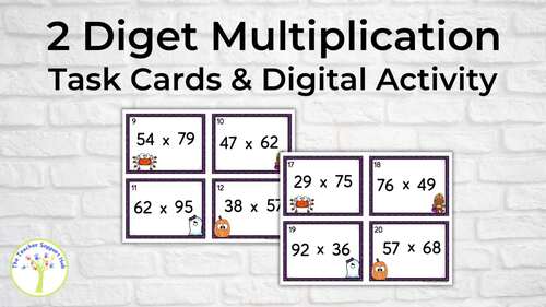 Math 2 by 2 MultiplicationWrite the Room Task Cards Print and Digital ...