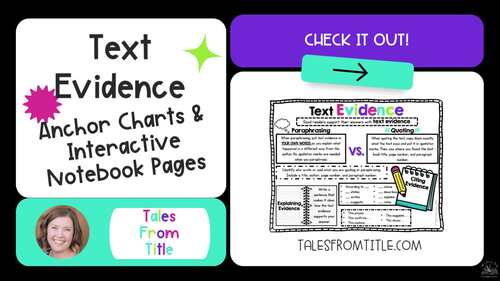 Using Text Evidence Anchor Charts & Interactive Notebook Pages | TPT