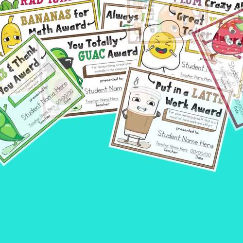 EDITABLE End of Year Awards Food Puns - Student Awards - Classroom Awards