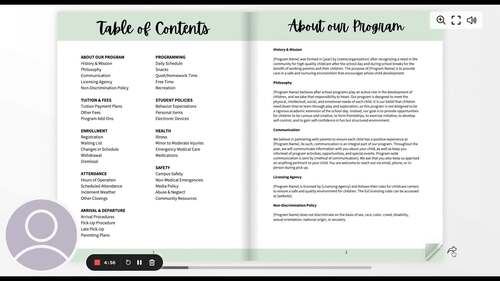 Parent Handbook for After School Programs on CANVA | Registration Resources