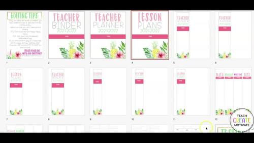 Pineapple Floral Teacher Planner 2023-2024 - Editable by Teach Create ...