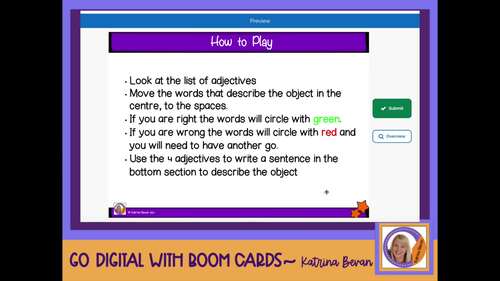 Boom™ Cards with audio: Adjectives- Let's Describe! by Katrina Bevan