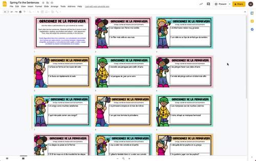 Fix the Sentences in SPANISH - Seasons Bundle | Corrigiendo Oraciones