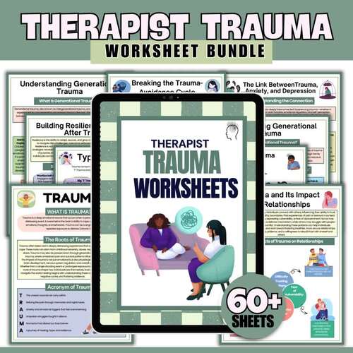 Therapist Trauma Worksheet Bundle, Trauma Worksheets, Counseling, CBT ...