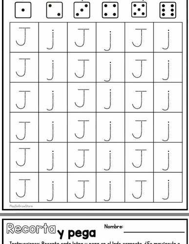 Letter J Worksheets | Spanish Version - Bilingual Ed.| PreK & Kindergarten