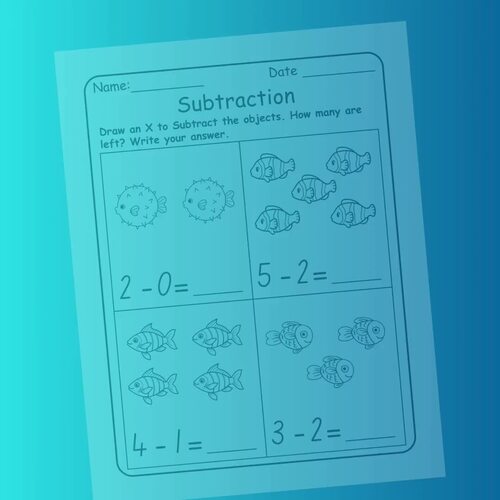 Fish Subtraction Worksheets Within 5 | Ocean & Summer Themed Math ...