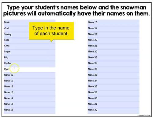 Snowman Theme Door Display | Bulletin Board Décor Set | EDITABLE Names ...