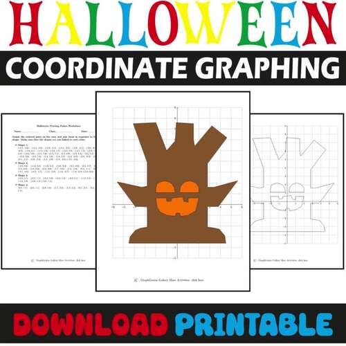 Funny Halloween For Kids Coordinate Graphing, Coloring Pages No Prep
