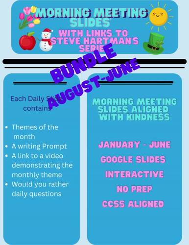 Year Long Bundle: SEL Morning Meeting Google Slides: August- May 23-24