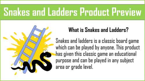 Snakes and Ladders Game Template - EDITABLE by Mrs K Teaching Corner