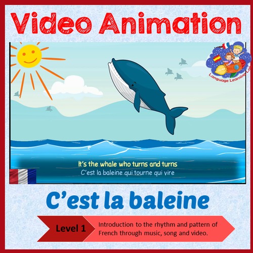 French Immersion - French song in video animation - C'est la baleine