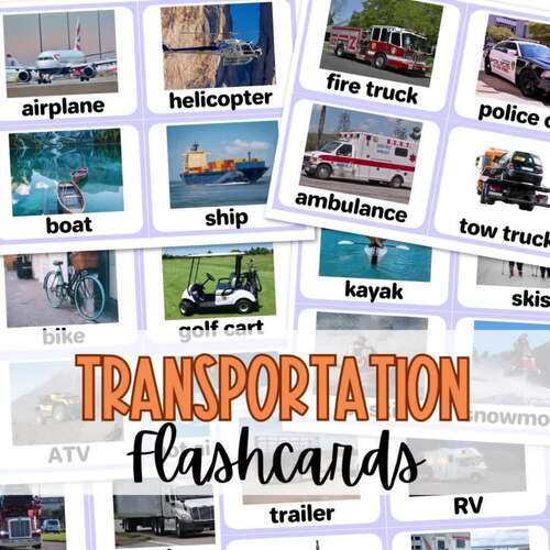 Transportation Vehicles Real Photo Vocabulary Flashcards for ESL Speech
