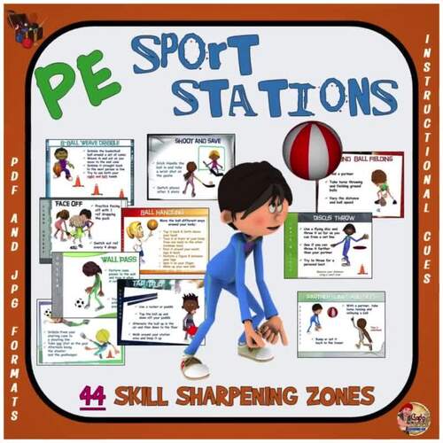 PE Stations - 44 Sports Skills Activities for Elementary Phys Ed Lesson ...
