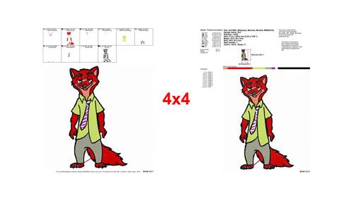 Sly Red Fox Nick Wilde Zootopia Embroidery Designs - Instant Download