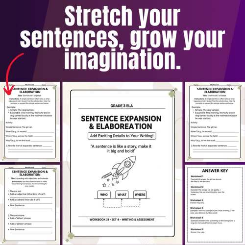 Grade 3 Sentence Expansion Worksheets | Elaboration & Stretching Sentences
