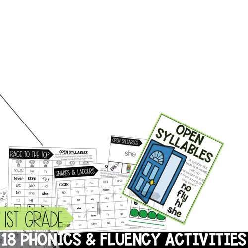 Open Syllable Worksheets, Games and Activities for 1st Grade Phonics or ...
