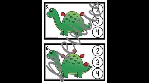 Dinosaurs Math Center Task Cards Counting Dinosaur Spikes 0-10 Clip Cards