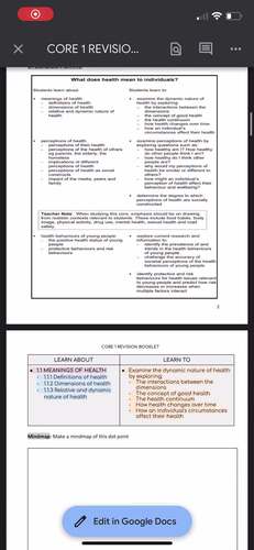 Preliminary PDHPE Core 1 & 2 Scaffolded Revision Notes bundle | TPT